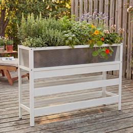 Hochbeet MCW-P96, Gem&uuml;se-/Pflanzbeet Blumenkasten Pflanzk&uuml;bel Aluminium transparent 82x120x30cm ~ wei&szlig;