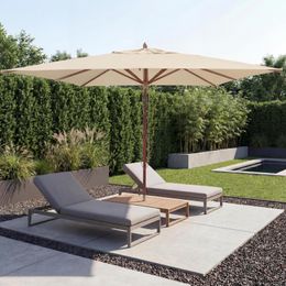 Gastronomie Holz-Sonnenschirm MCW-C57b, Gartenschirm, Polyester/Holz 29kg, eckig 4x4m Seilzug sto&szlig;sicher ~ creme
