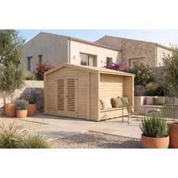 Gartenhaus Weka "Killarney", naturbelassen, ohne Fu&szlig;boden, ohne Dacheindeckung, Massivholz, Gartenh&auml;user, Gartenhaus, Doppelt&uuml;r mit Lamellen, inkl. Sitztruhe