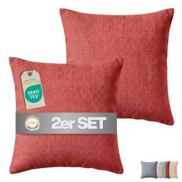Inspinovia Outdoor Kissen 2er Set inkl. F&uuml;llung 45 x 45 cm Rot, nachhaltig und OEKO-TEX zertifiziert