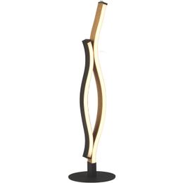 Searchlight Tischleuchte "Bloom-Tischleuchte - Schwarzes Metall und Holzeffekt", Energieeffizienz: G (A-G), sandschwarz, holz, H: 48cm, 1 Stk., Leuchten, Tischleuchte