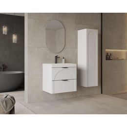 Waschtisch Welltime "FLOW CIRCLE mit Waschbecken, Breite 60 oder 80cm, modernes Design", wei&szlig;, wei&szlig;, B:60cm T:45cm, Waschtische, Waschtisch, Schrank mit 2 Schubladen, Soft-Close-Function, in 2 Breiten erh&auml;ltlich