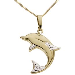 Kettenanh&auml;nger Firetti "Schmuck Geschenk Gold 333 Halsschmuck Anh&auml;nger f&uuml;r Halskette Delfin", silber (gelbgoldfarben, wei&szlig;goldfarben), Schmuckanh&auml;nger, M&auml;dchen, Gelbgold 333, 0,5 g, Kettenanh&auml;nger, Made in Germany