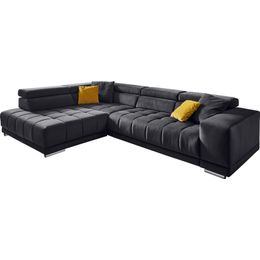 Ecksofa DIE PLANBAR "MP-IN15053 L-Form breiter Schenkel", grau (anthrazit), B:323cm H:73cm T:222cm, Sofas, Ecksofa, wahlweise mit Kopfteilverstellung und manueller Vorziehbank