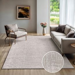 Designteppich the carpet "Rio", beige, B:240cm H:15mm L:340cm, Polyester, Teppiche, Hoch-Tief-Effekt
