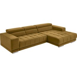 Ecksofa DIE PLANBAR "MP-IN15053 L-Form extra breiter Schenkel", gelb (curry), B:329cm H:73cm T:190cm, 100% Polyester, Sofas, Ecksofa, wahlweise mit Kopfteilverstellung und manueller Vorziehbank