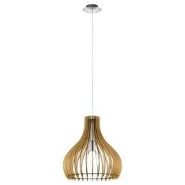 Eglo H&auml;ngeleuchte "Tindori Pendelleuchte, Vintage, E27, H&auml;ngeleuchte aus Stahl und Holz", silberfarben, 1, &Oslash; 38cm H: 130cm, 1 Stk., Leuchten, H&auml;ngeleuchte - H130 x &Oslash;38 cm - nickel-matt - 1X60W exkl., H&auml;ngeleuchte
