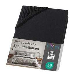 NYVI Spannbettlaken DreamScience Heavy Jersey - Spannbetttuch, Formstabil, 160g/m&sup2;, Rundum-Gummizug, B&uuml;gelfrei Farbe:schwarz;Gr&ouml;&szlig;e:120x200 - 130x200 cm