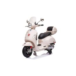 Chipolino Kindermotorrad Vespa GTS Super Heckstaufach Musik MP3 Licht 2-3 km/h wei&szlig;