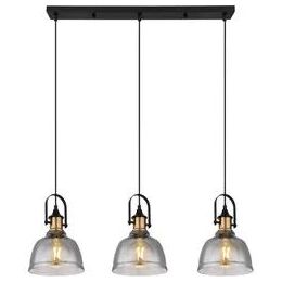 Globo LIGHTING H&auml;ngeleuchte "DOROTHEA", schwarz, 3, H: 120cm, 1 Stk., Leuchten, H&auml;ngeleuchte schwarz matt mit Messing und Glas, k&uuml;rzbar, H&auml;ngeleuchte