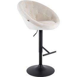 CLP Barhocker h&ouml;henverstellbar mit Lehne London, Barstuhl gepolstert Samtbezug, Tresenstuhl mit Metallgestell 360&deg; drehbar