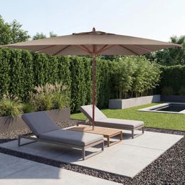 Gastronomie Holz-Sonnenschirm MCW-C57b, Gartenschirm, Polyester/Holz 14kg, eckig 3x3m Seilzug sto&szlig;sicher ~ taupe