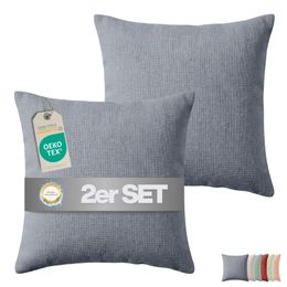 Inspinovia Outdoor Kissen 2er Set inkl. F&uuml;llung 45 x 45 cm Grau, nachhaltig und OEKO-TEX zertifiziert