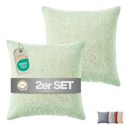 Inspinovia Outdoor Kissen 2er Set inkl. F&uuml;llung 45 x 45 cm Hellgr&uuml;n, nachhaltig und OEKO-TEX zertifiziert