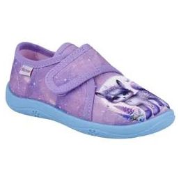 Hausschuh Richter "Mia", M&auml;dchen, Gr. 32, flieder, multi mit pferdemotiv, Baumwolle, Schuhe Hausschuh, Klettschuh, Kindergartenschuh, Gr&ouml;&szlig;enschablone zum Download