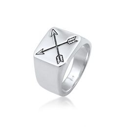 Siegelring Kuzzoi "Herren Siegelring Matt Basic Pfeil 925er Silber" Gr. 66, silber, Fingerringe, Herren, 66mm, Silber 925 (Sterlingsilber), 14mm, Siegelring