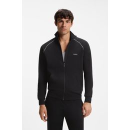 Sweatjacke BOSS "Mix&Match Jacket Z", Herren, Gr. XXL (56), schwarz, Sweatware, Obermaterial: 95% Baumwolle, 5% Elasthan, kontrastfarbene Details, unifarben, regular fit h&uuml;ftbedeckend, Raglan&auml;rmel B&uuml;ndchen, Sweatjacken Sweatjacke, mit Kontrastnaht am &Auml;rmel