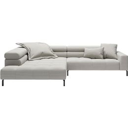Ecksofa Home Affaire "Claya, 311 cm breit, L-Form, inkl. Kopfteilverstellung", grau (light, grau), B:311cm H:71cm T:219cm, 88% Polyester, 12% Polyacryl, Sofas, Ecksofa, mit elektrischem Sitzvorzug im Hauptelement