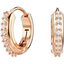 Paar Creolen Swarovski "Schmuck Geschenk Matrix Ohrringe", rosa (ros&eacute;goldfarben, kristallwei&szlig;, kristallwei&szlig;), Ohrringe, Damen, 12mm, Metall, mit Swarovski Zirkonia (synth.)