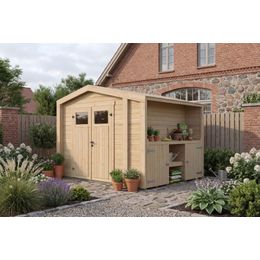 Gartenhaus Weka "Killarney", naturbelassen, ohne Fu&szlig;boden, ohne Dacheindeckung, Massivholz, Gartenh&auml;user, Gartenhaus, Doppelt&uuml;r, 1/4 verglast, inkl. Pflanztisch