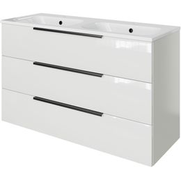 Badm&ouml;bel-Set SAPHIR "Mineralmarmor-Waschtisch mit Waschtischunterschrank", schneewei&szlig; glanz, B:121cm H:74cm T:46cm, Holzwerkstoff, Kastenm&ouml;bel-Sets, Badm&ouml;bel-Set