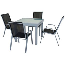Garten-Essgruppe Garden Pleasure "LOLA", grau (grau, schwarz), Obermaterial: 100% Polyester, Sitzm&ouml;bel-Sets