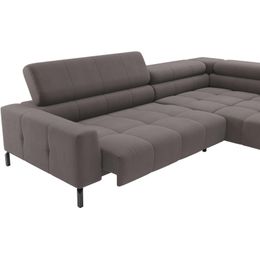 Ecksofa Home Affaire "Claya, 311 cm breit, L-Form, inkl. Kopfteilverstellung", mocca, B:311cm H:71cm T:219cm, 100% Polyester, Sofas, Ecksofa, wahlweise elektrischer Sitzvorzug