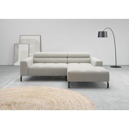 Ecksofa Home Affaire "Claya, 223 cm breit, L-Form, Kopfteilverstellung", light grau, B:223cm H:71cm T:179cm, 88% Polyester, 12% Polyacryl, Sofas, Ecksofa, Moderne Steppung, weicher Polsteraufbau & saugroboterfreundliche H&ouml;he