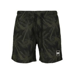 Badeshorts Urban Classics "Urban Classics Herren Pattern Swim Shorts", Herren, Gr. XXL, US-Gr&ouml;&szlig;en, palm, olive, 100% Polyester, Badehosen Badeshorts