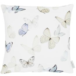 Dekokissen Apelt "7003", wei&szlig;, natur, zartes blau, bedruckt, B:40cm H:0,5cm L:40cm, Baumwolle, Polyester, Dekokissen_Sitzkissen_Kissenh&uuml;llen, Rei&szlig;verschluss