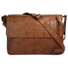 SPIKES & SPARROW Messenger Bag SPIKES & SPARROW, Damen, Gr. B/H/T: 38cm x 26cm x 10cm onesize, braun (cognac), Leder, Taschen, echt Leder