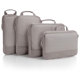 Kofferorganizer Heys "Ecotex Compression Packing Cube", Gr. B/H/T: 35,6cm x 29,2cm x 12,7cm, beige (atmosphere), Nylon, unifarben, Taschen, komprimierbare Packw&uuml;rfel, Packtaschen, Organizer f&uuml;r Koffer