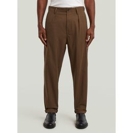 G-Star Raw Chinohose G-STAR "Pleated Chino Relaxed Tapered", Herren, Gr. 28, L&auml;nge 32, desert palm, deep braun hb, Obermaterial: 98% Baumwolle, 2% Elasthan, Hosen Chinohose