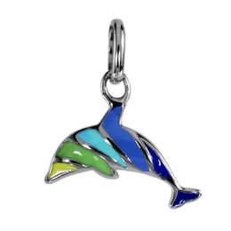 Kettenanh&auml;nger OSTSEE-SCHMUCK "OSTSEE-SCHMUCK Anh&auml;nger Delfin Anh&auml;nger Delfin", bunt, Schmuckanh&auml;nger, Damen, 15 x 13mm, Silber 925 (Sterlingsilber), 0,4 g, Kettenanh&auml;nger