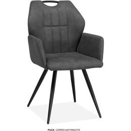 Esszimmerstuhl OMG DESIGN "Puck", anthrazit, schwarz, anthrazit, B:57cm H:89,5cm T:61,5cm, Polyester, St&uuml;hle, Esszimmerstuhl, Esszimmerstuhl, pflegeleichter Bezug