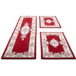 Bettumrandung Theko "Ming" Gr. 14, rot, H:14mm, Obermaterial: 100% Polyacryl, Bettumrandungen, Bettvorleger, L&auml;ufer-Set, Pastell-Farben, florales Design