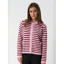Strickpullover TEESHOPPEN "TEESHOPPEN Sweater Crizette", Damen, Gr. onesize, pink, burgundy, Obermaterial: 60% Polyacryl, 14% Polyamid, 10% Polyester, 8% Wolle, 8% Viskose, Pullover Strickpullover