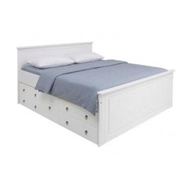 Massivholzbett OTTO HOME "Hugo, FSC zertifiziert, Landhausstil, zeitlos und edel", wei&szlig;, gewachst, B:172cm H:84,5cm L:212cm, Betten, Stauraumbett M&ouml;bel Massivholzbett Bettgestell, Stauraumbett, extra belastbar, Made in EU, viele Breiten
