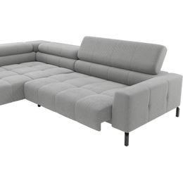 Ecksofa Home Affaire "Claya, 311 cm breit, L-Form, inkl. Kopfteilverstellung", silber, B:311cm H:71cm T:219cm, 95% Polyester, 5% Nylon, Sofas, Ecksofa, wahlweise elektrischer Sitzvorzug