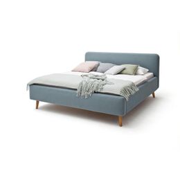 Meise M&ouml;bel Polsterbett MEISE.M&Ouml;BEL "Mattis", blau (eisblau), B:201cm H:105cm L:218cm, Bezug Bett: Strukturstoff (100% Polyester), Betten, Polsterbett, Topseller, wahlweise mit Bettkasten