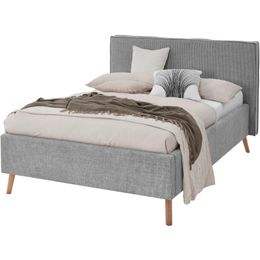 Meise M&ouml;bel Polsterbett MEISE.M&Ouml;BEL "Riva", beige (fog, fog), B:165cm L:216cm, Betten, Polsterbett, mit eichefarbigen Holzf&uuml;&szlig;en, wahlweise mit Bettkasten und Lattenrost