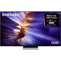 Samsung OLED-Fernseher "GQ83S90FAE OLED-Fernseher", Energieeffizienz: F (A-G), schwarz, 83 &Prime;, Fernseher, HDR+, Dolby Atmos & AI Sound, Gaming Hub, Upscaling Pro, bis zu 144Hz