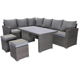Gartenlounge-Set Konifera "London", grau, Aluminium, Polyrattan, Sitzm&ouml;bel-Sets, inkl. Schutzh&uuml;lle, Aluminium, Polyrattan