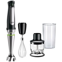 Braun Stabmixer "MultiQuick 7 MQ 7025X - 1000W, Stufenlosregulierbar, Dynamische Klinge", grau (schwarz, edelstahlfarben), H:39cm, Mixer, Spritzschutz, Extra Mahlklinge, 350 ml Zerkleinerer, Schneebesen