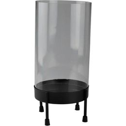 Windlicht AM Design, schwarz, H:29cm &Oslash;:14cm, Eisen, Glas, Kerzenhalter, Windlicht, Stumpenkerzenhalter aus Eisen und Glas