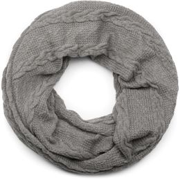 Strickschal styleBREAKER "Feinstrick Loop mit Zopfmuster", Damen, grau, Obermaterial: 50% Viskose CV. 50% Polyester PES., Modisch, Modet&uuml;cher