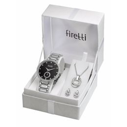 Quarzuhr Firetti, silber (silberfarben), Armbanduhren, Damen, Quarzuhr, Armbanduhr, Damenuhr, Glitzersteine, Geschenkset