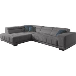 Ecksofa DIE PLANBAR "MP-IN15053 L-Form breiter Schenkel", grau (anthrazit), B:323cm H:73cm T:222cm, 100% Polyester, Sofas, Ecksofa, wahlweise mit Kopfteilverstellung und manueller Vorziehbank