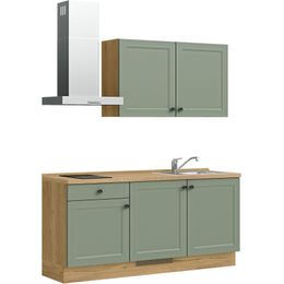 K&uuml;che Nobilia "Cascada I", NEU: individuell anpassbar mit gratis Profi-Beratung", gr&uuml;n (k&uuml;che: gr&uuml;n, korpus: lacklaminat schilffarben, arbeitsplatte: eiche sierra nachbildung), B:180,3cm H:216,6cm T:60cm, Komplettk&uuml;chen-Sets, vormontiert, Breite 180 cm, Ausrichtung w&auml;hlbar, wahlw. mit E-Ger&auml;ten