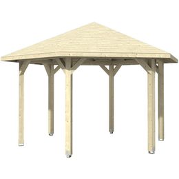 Skan Holz Holzpavillon SKANHOLZ "Nancy 3", beige (natur), B/H/T: 316cm, Pavillons, Leimholz, 393 x 340 cm